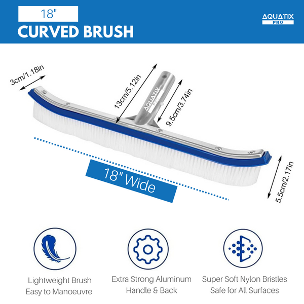 Aquatix Pro Pool Brush Head, 18" Extra Wide Aluminum Body, Nylon Brist ...